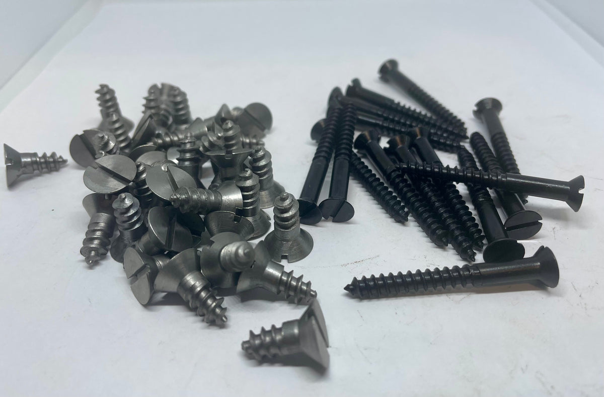 #8 Slotted Flat Head Steel Wood Screws – Blacksmith Bolt & Rivet Supply