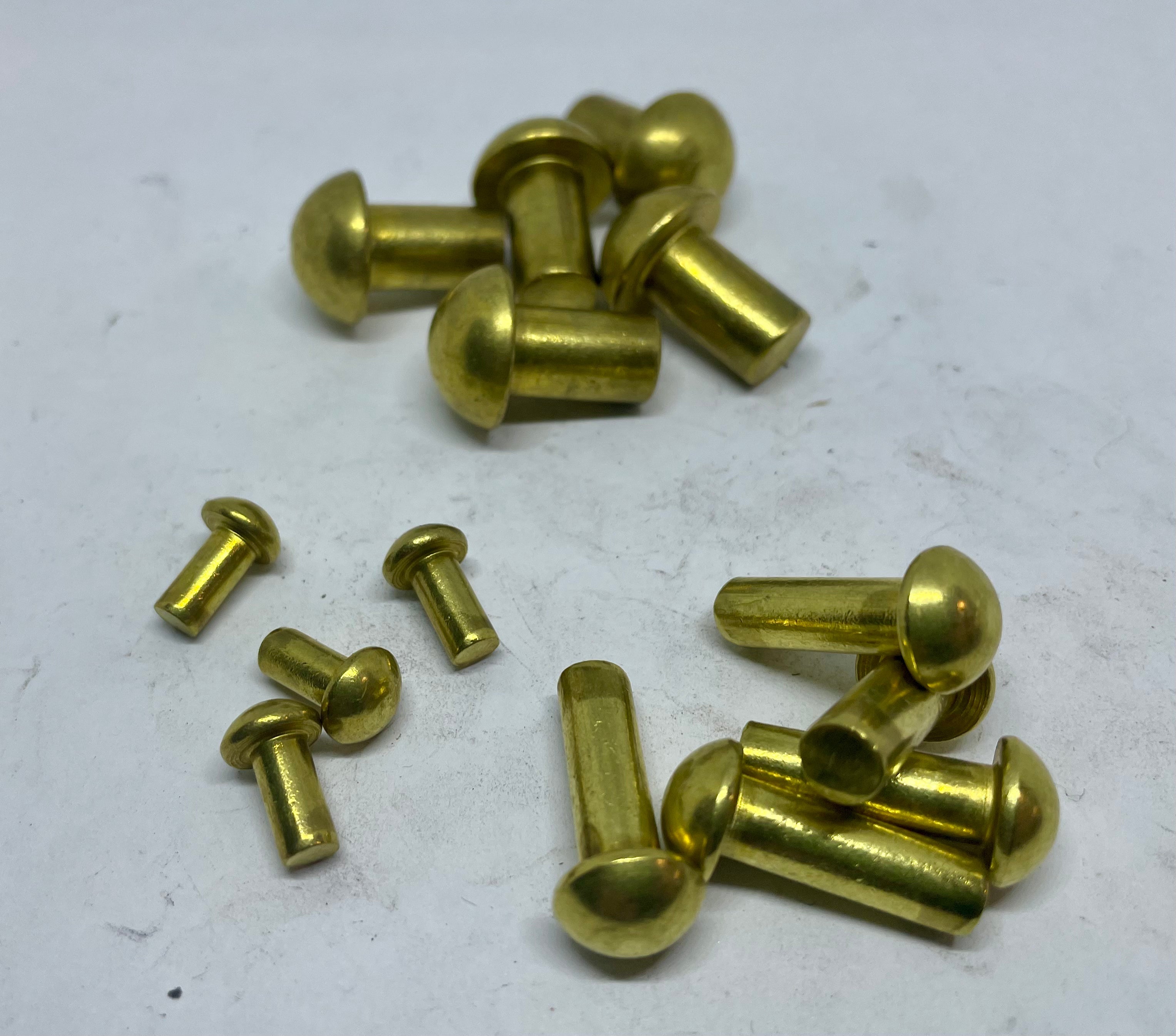 1/8" x 1/2" Round Head Brass Rivets – Blacksmith Bolt & Rivet Supply