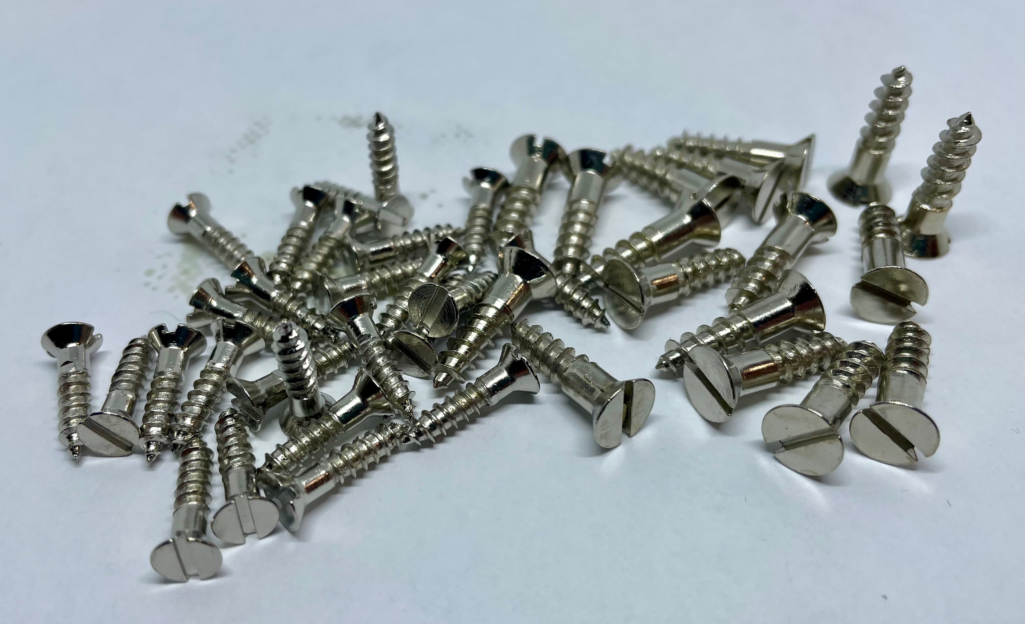 #4 X 1/4" Slotted Flat Head Wood Screws, Nickel – Blacksmith Bolt ...