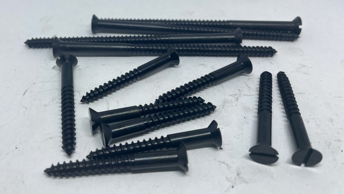 #4 X 1" Slotted Flat Head Wood Screws. Black Oxide – Blacksmith Bolt ...