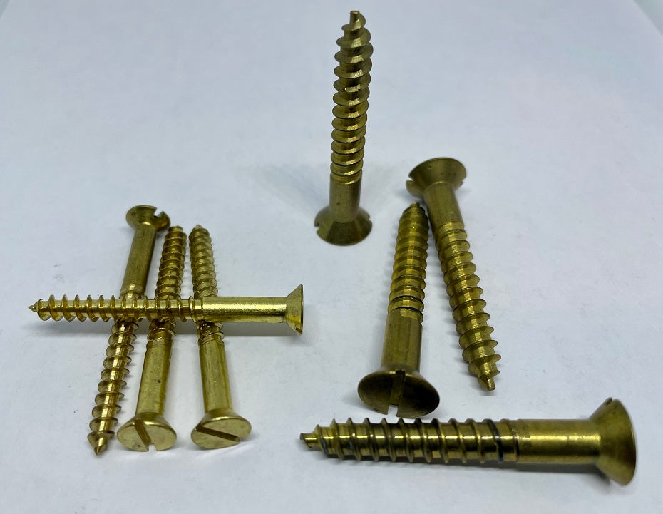 #4 X 3/4" Slotted Flat Head Wood Screws. Brass – Blacksmith Bolt ...